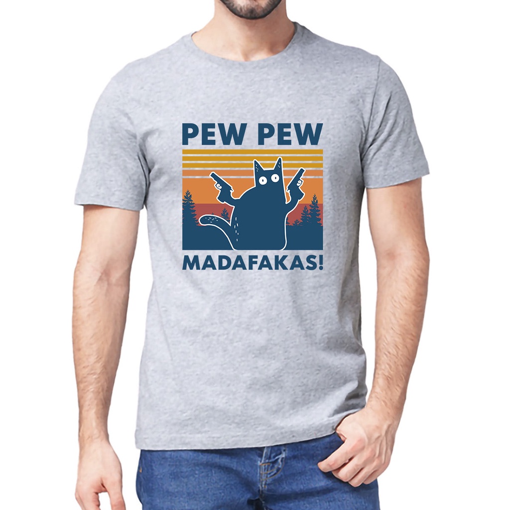 Men'S Appreal Pew Pew Madafakas T Shirt Funny Cat Vintage Crew Neck Men'S 100% Cotton Inspire ...