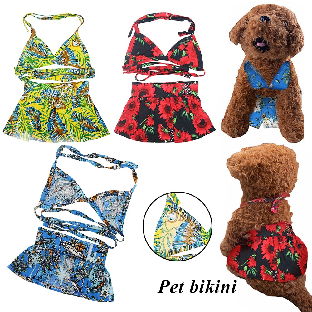 Ultrathin Pet Bikini Swimsuit Dog Dresses Sling Party Costume Beach ...