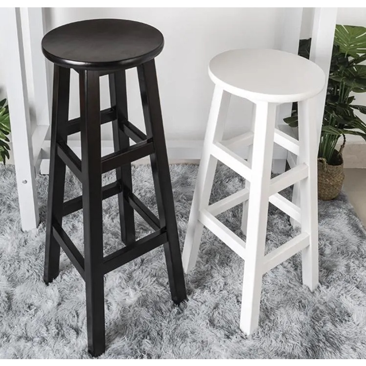 solid wood bar chair exquisite high chair home kitchen counter black ...