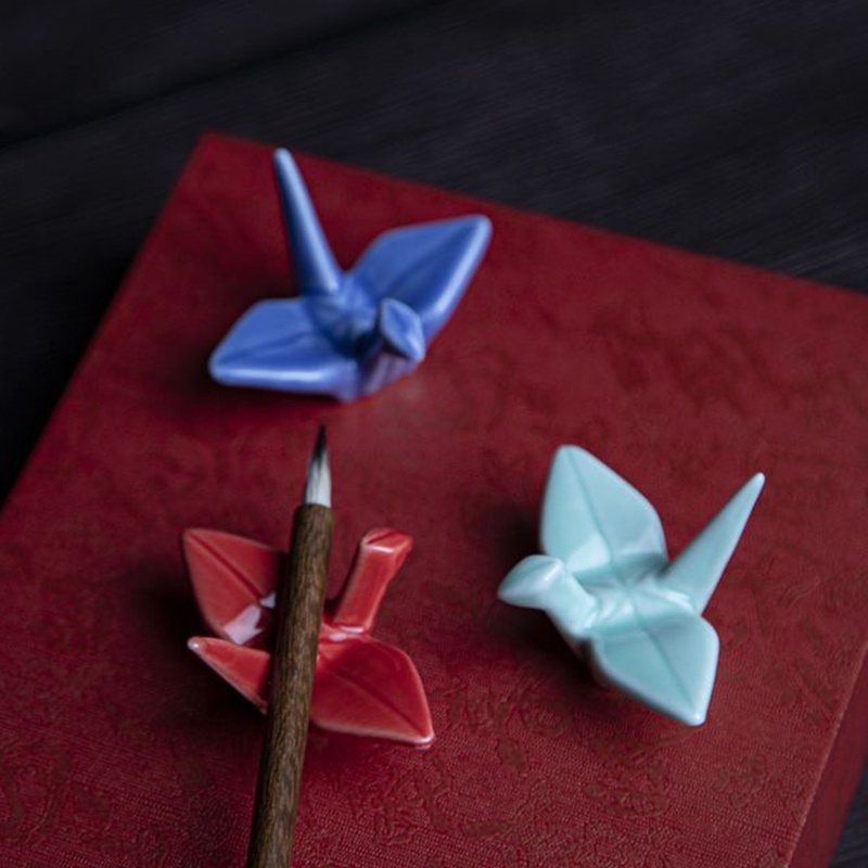 Ceramic Cute Origami Thousand Paper Crane Pen Holder Chopsticks Holder ...