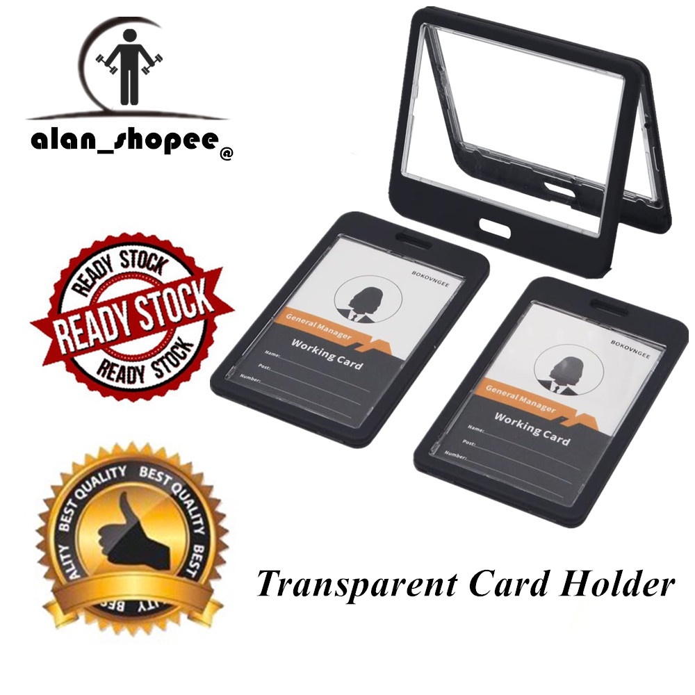 ID Badge Holder Double-Sided Transparent Name Tag Holder Waterproof ...