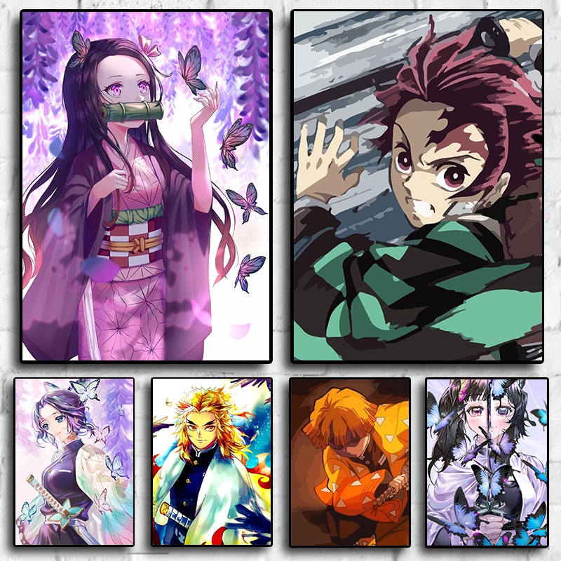 Japanese Anime Demon Slayer Character Poster Kids Room Living Study ...