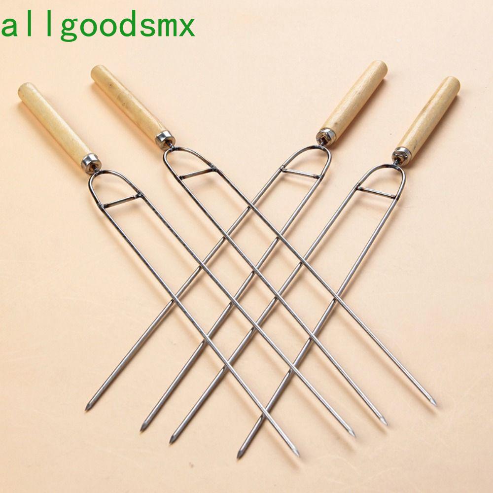 ALLGOODS Barbecue Skewer Outdoor Meat String Roast Wooden Handle ...