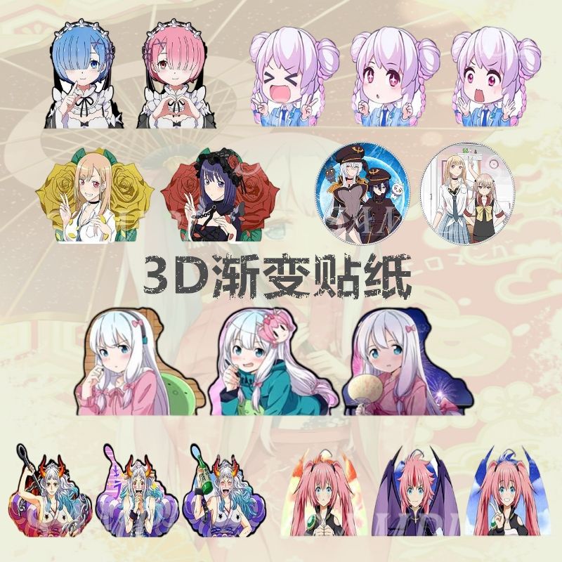 animation Rem Nami Car Sticker Motion Sticker Anime Waterproof Decals ...