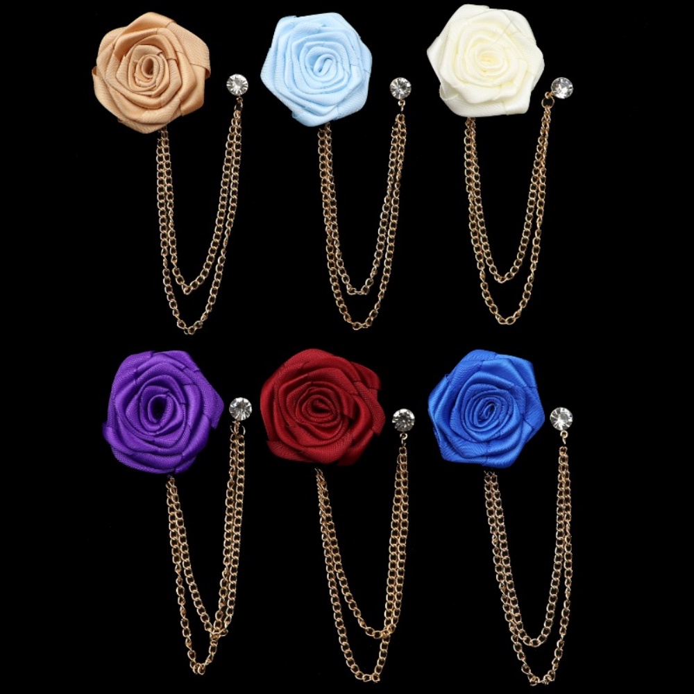 ZONFAZ Men's Fashion Rose Corsages - Suit Tassel Flower Brooch with Pin ...
