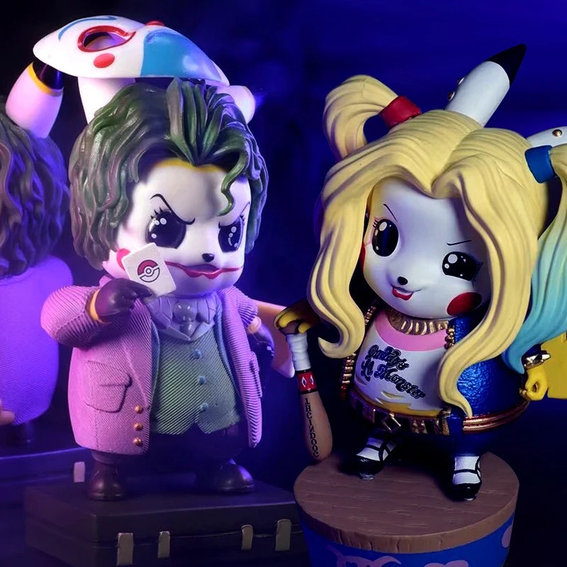 11CM Anime GK Pikachu Cos The Joker Harleen Quinzel Halloween Action ...