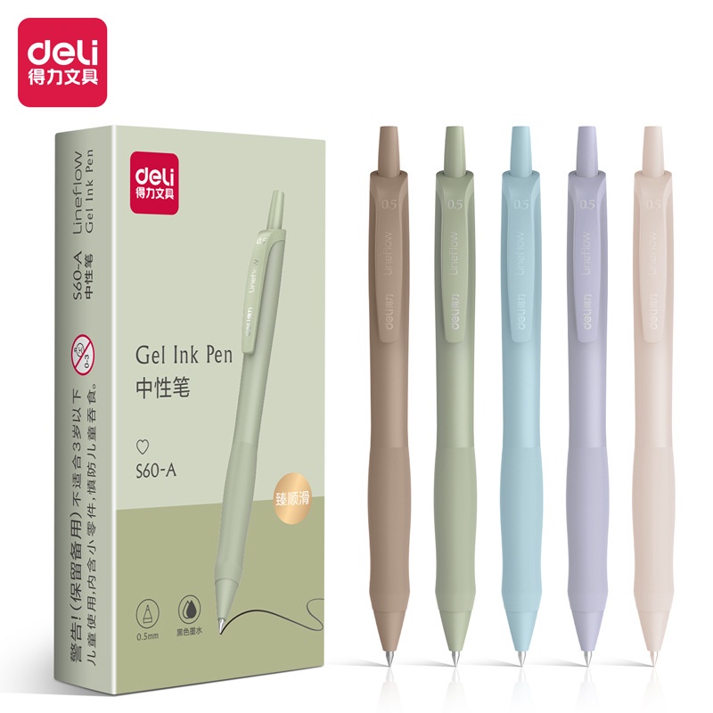Deli S60/S60-A/S60-B Gel Pen 0.5mm Black Student Straight Liquid Ball ...