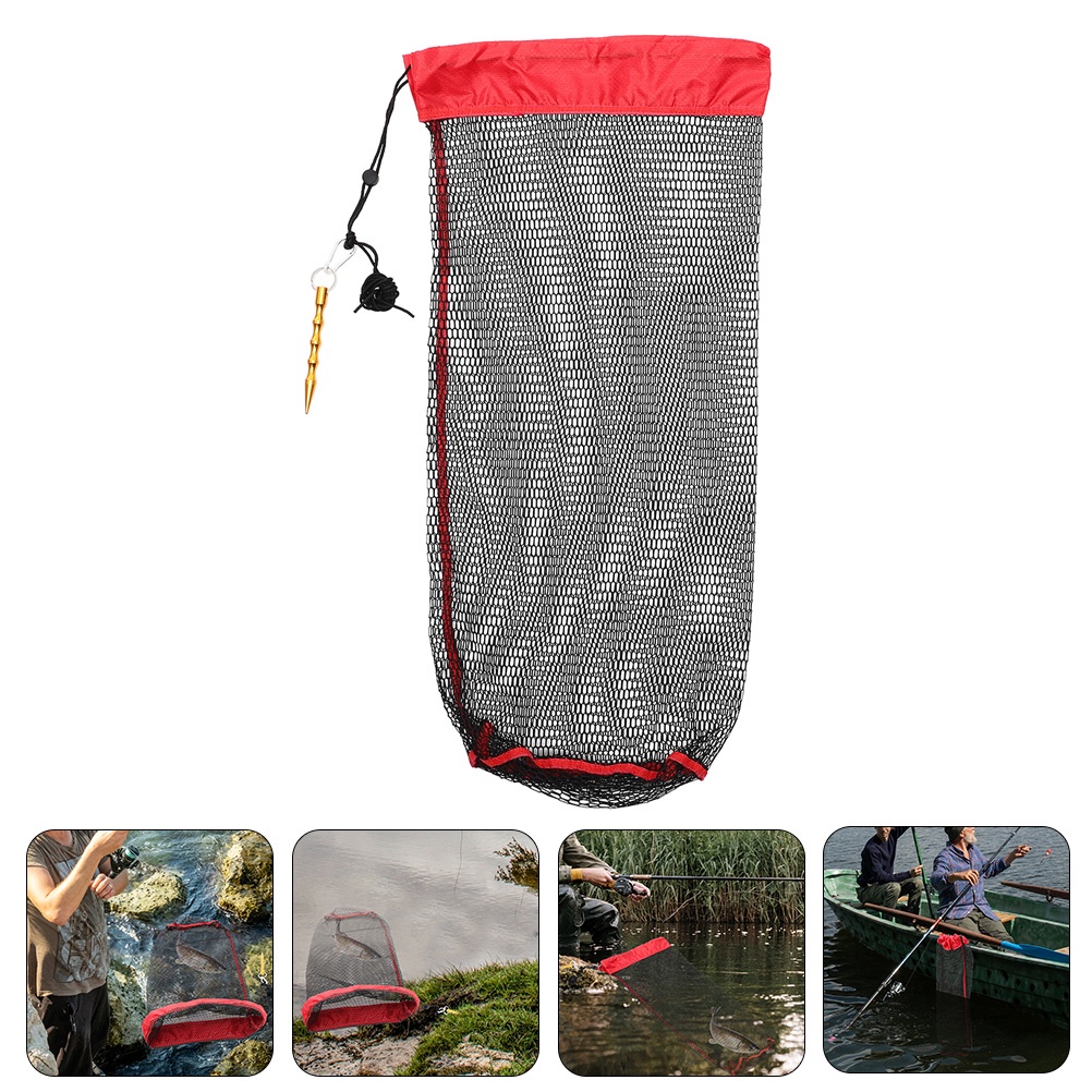 Mesh Bags Drawstring Fish Protection Guard Netting Folding Fishing Nets ...