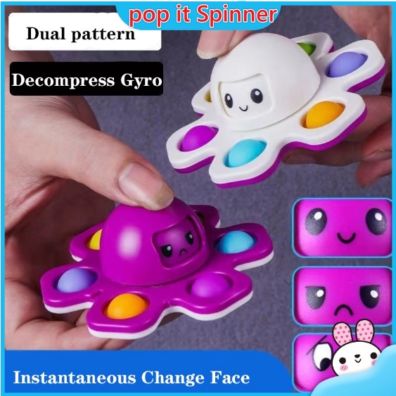 Octopus pop it spinner toy, fidget toy, 6 pinchable bubbles | Shopee ...