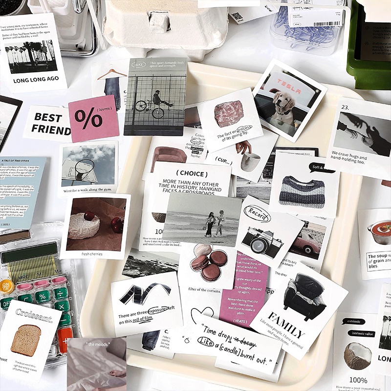 Cdaily|Adhesive Sticker Set Magazine Style Handbook Collage Light ...