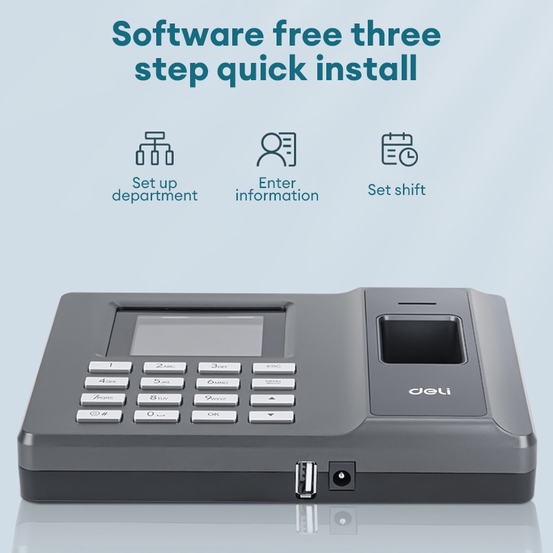 Deli Face Attendance Biometric USB Office Fingerprint Scanner Machine ...