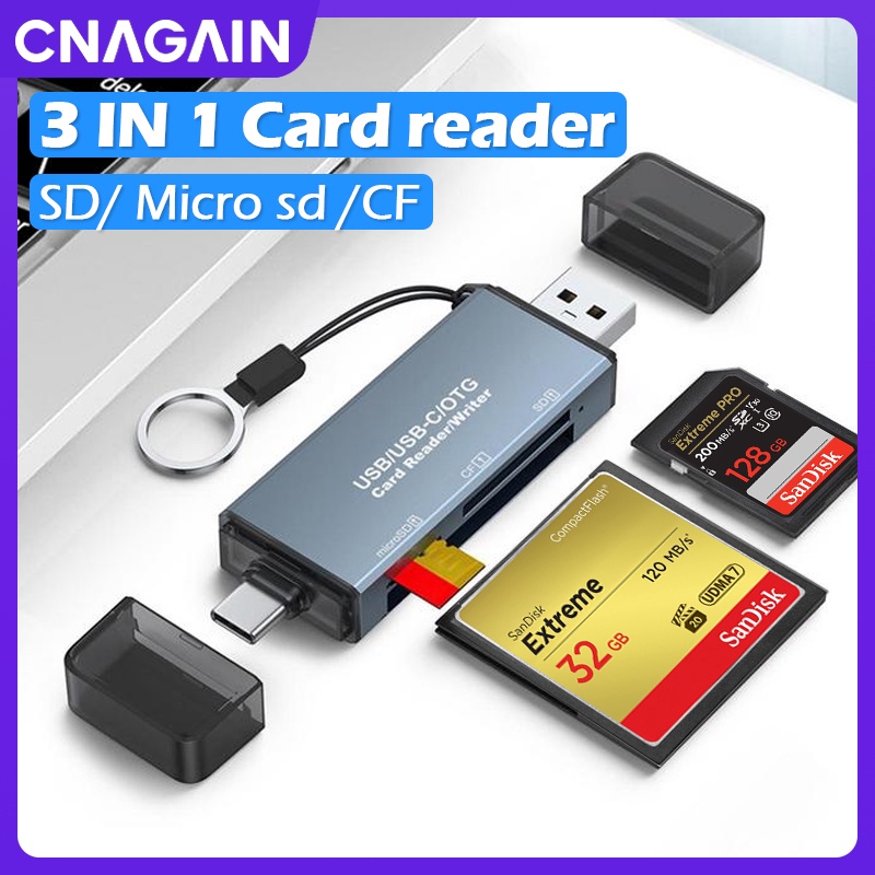 CNAGAIN High-speed USB 3.0 USB C OTG Card Reader 3 In 1 Memory Smart ...