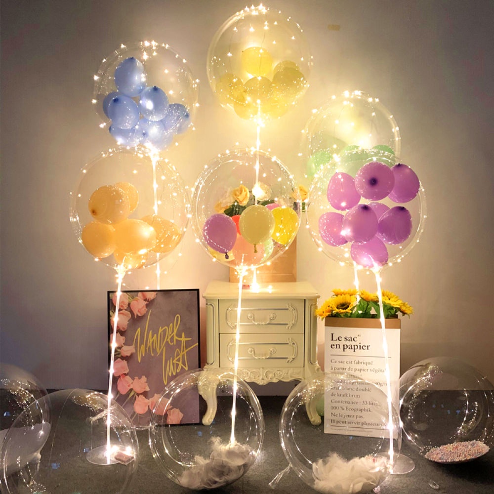 11pcs Bubble Balloons Set With Light Party Decoration Birthday Souvenir ...