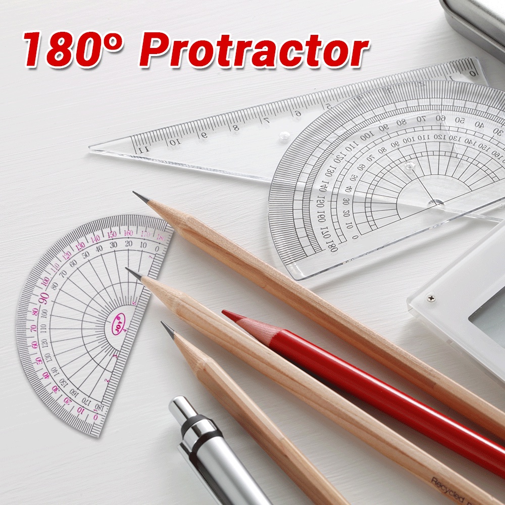 SHOP.VALUE 10cm/8.5 cm Plastic 180 DegreesProtractor for Angle ...