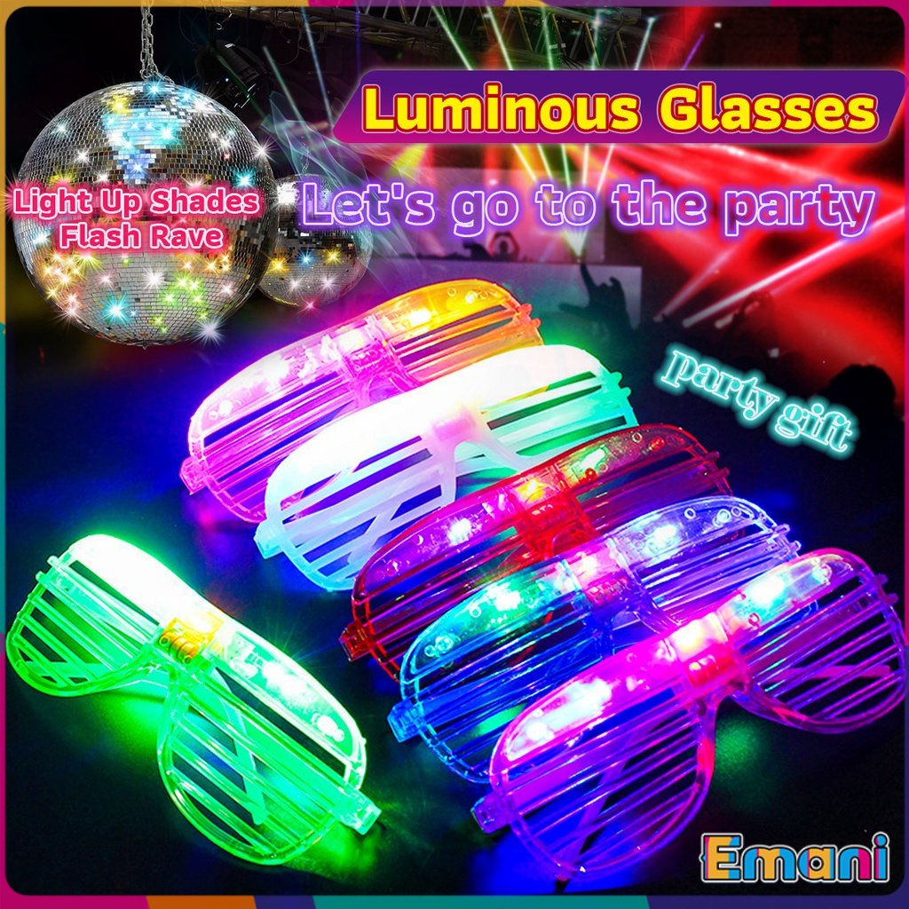 Em Led Glow Cold Light Eyes Glasses Light Up Flash Rave Luminous ...
