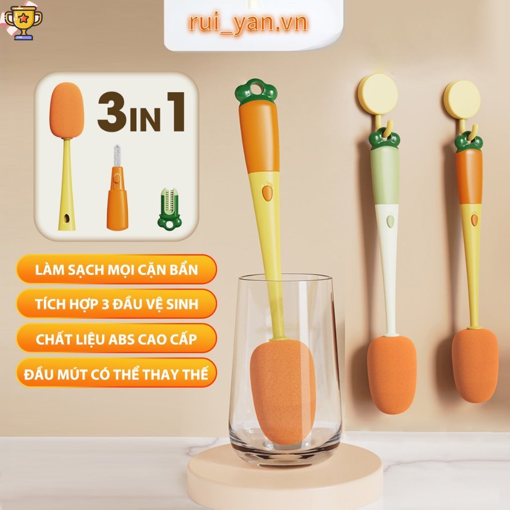 Long Handle Cup Brush 3 in 1 Multifunctional No Dead-end Cleaning Soft ...