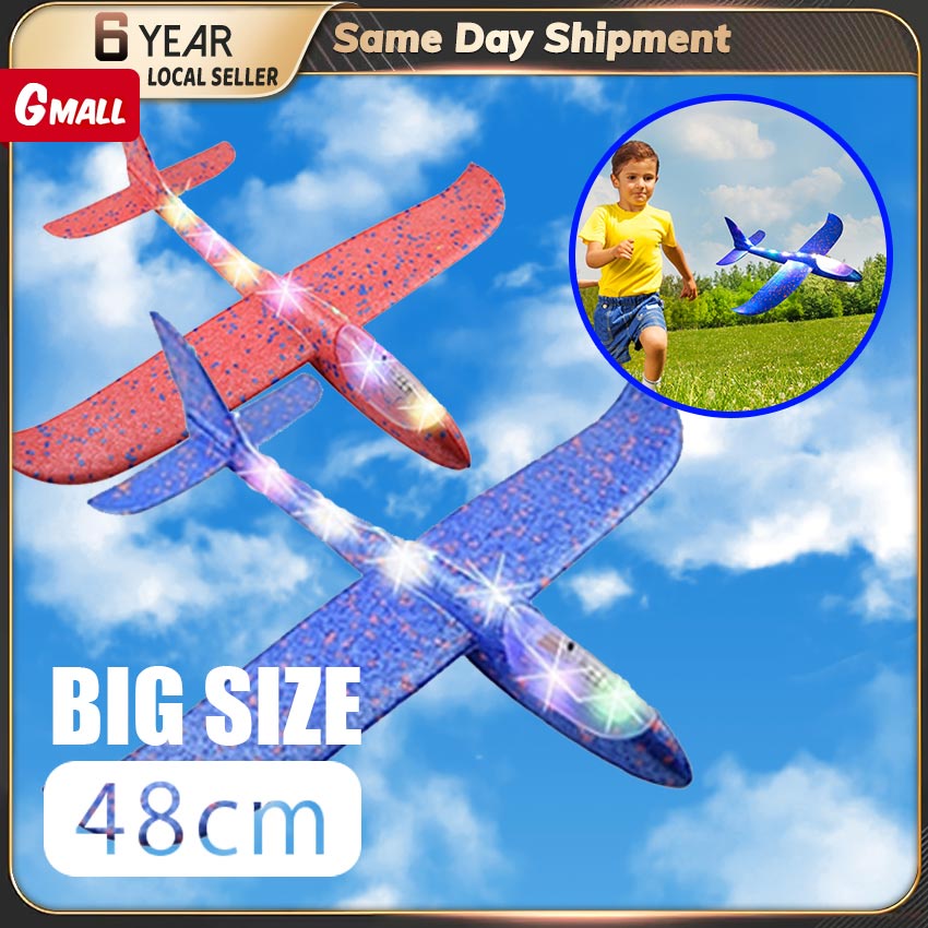 48CM Night Light Hand Throw Airplane Glider Model Outdoor Fun Toy for ...