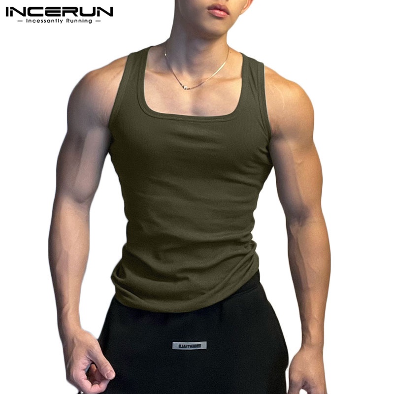 INCERUN Men's Simple Fitness Solid Sleeveless Tank Top | Shopee Philippines