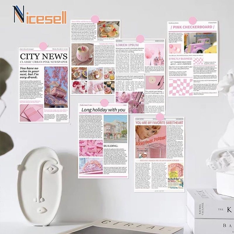 Newspaper Pattern Wall Cards Background Art Decorative Postcard Wall ...