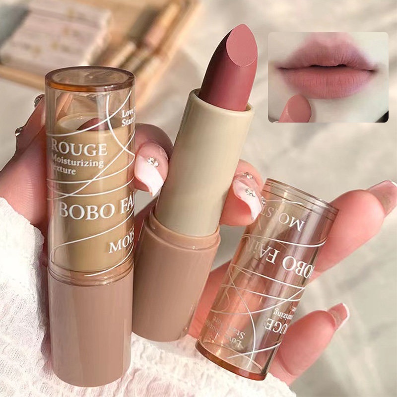 BOBO FAIR Lipstick Red Cream Cream Lipstick Long-lasting Plain White ...