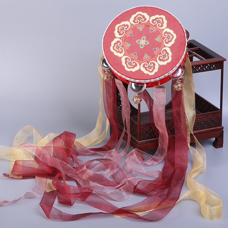 Holding a ribbon hand drum holding a bell drum dance ribbon drum China ...