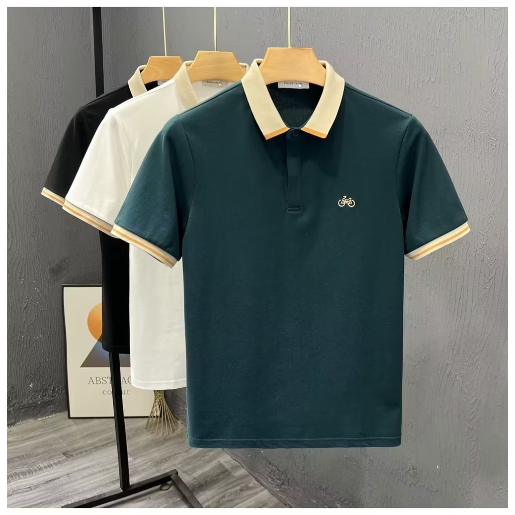 Summer Short-Sleeved Polo Shirt Men Embroidered Polo Men Short-Sleeved ...