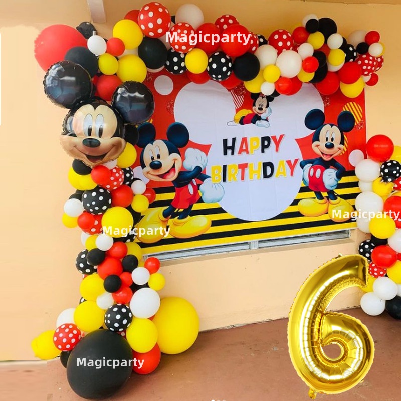 Mickey Mouse Theme Balloons Garland Arch Kit Mickey Head Foil Birthday ...