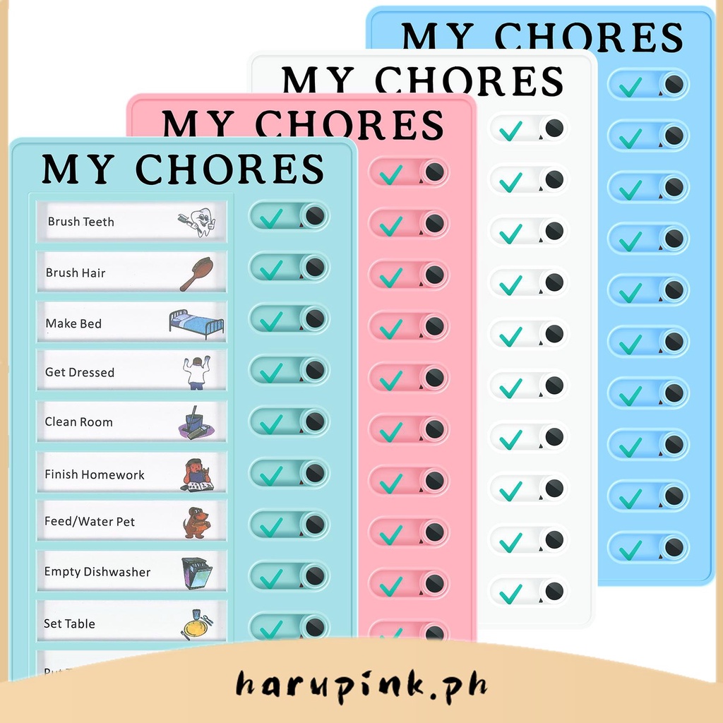 4Pcs Checklist Task Board Sliding Routine Chores Chart with 10 Blank ...