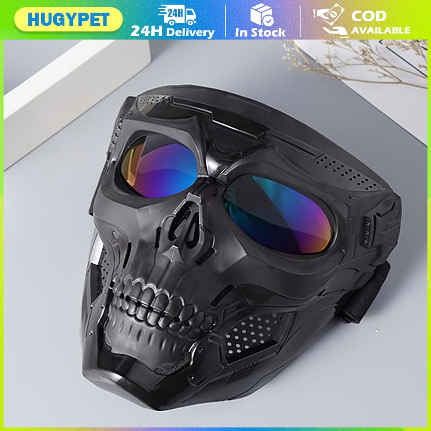 Motorcycle Goggles Skull Mask Wind Proof Lens Full Face Mask Safety ...