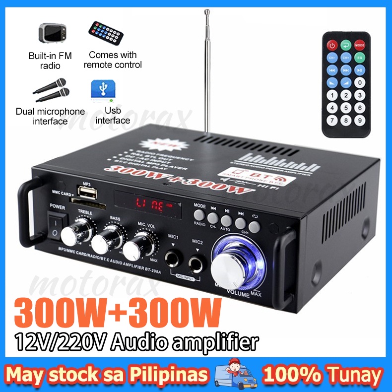 12V 220V 300W+300W Digital Hifi Bluetooth Stereo Audio Amplifier Fm Radio Usb Bt-298A 2.0 ...