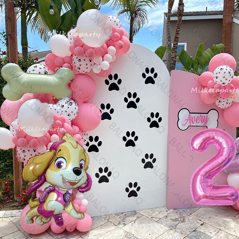 64pcs 70pcs Paw Patrol Balloons Chase Skye 32inch Pink Blue Number Balloon Birthday Party Decor ...