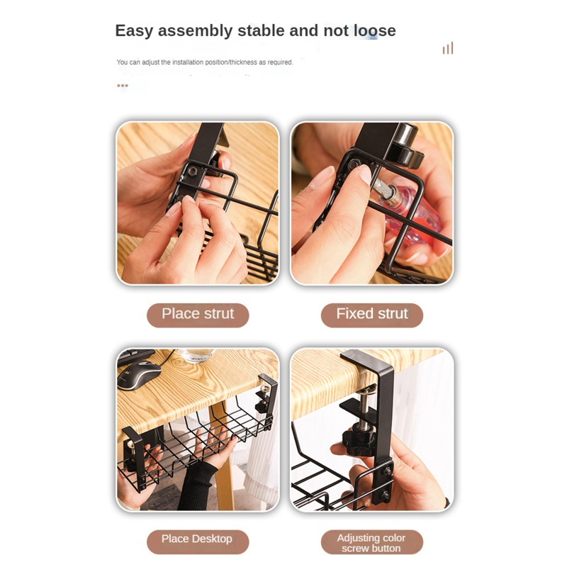 Desk Wire Organizer Under Table Storage Rack for Home Office Cable Rack ...