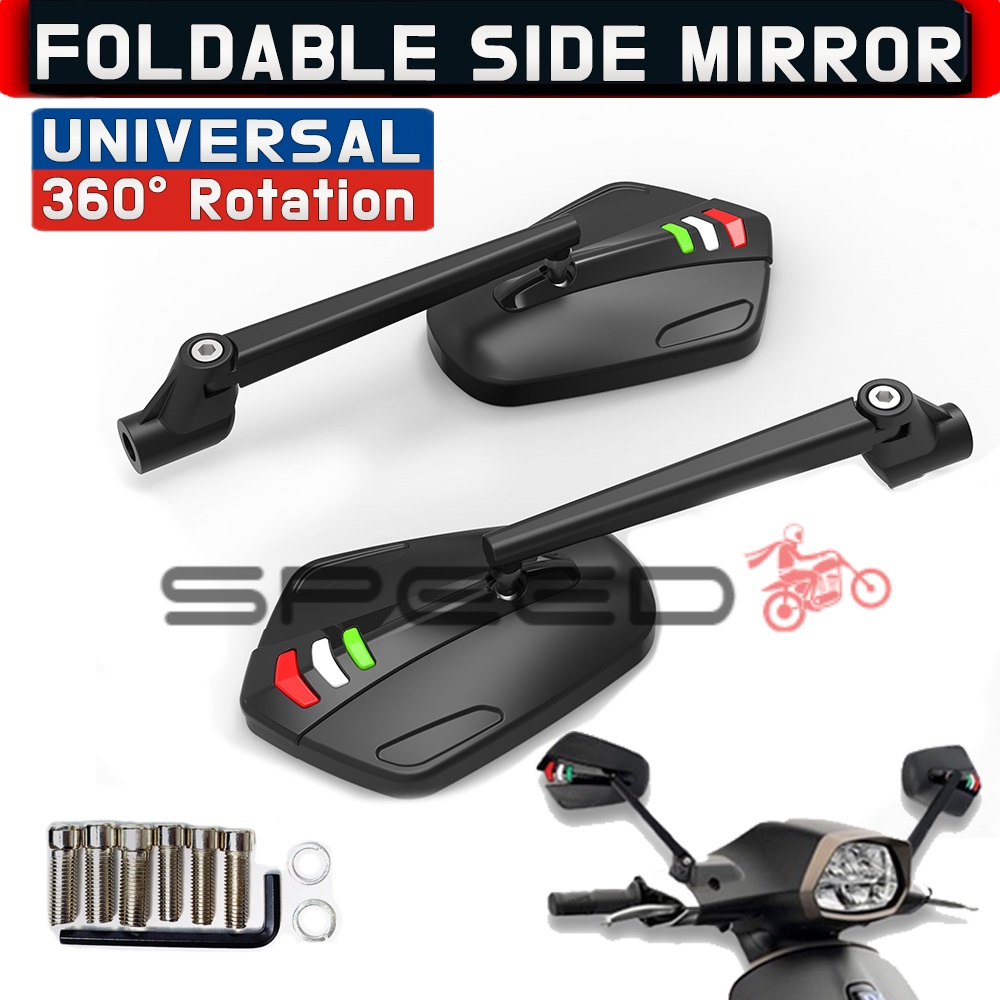 Foldable Side Mirror Full Adjustable Universal A Pair Clean Lens ...