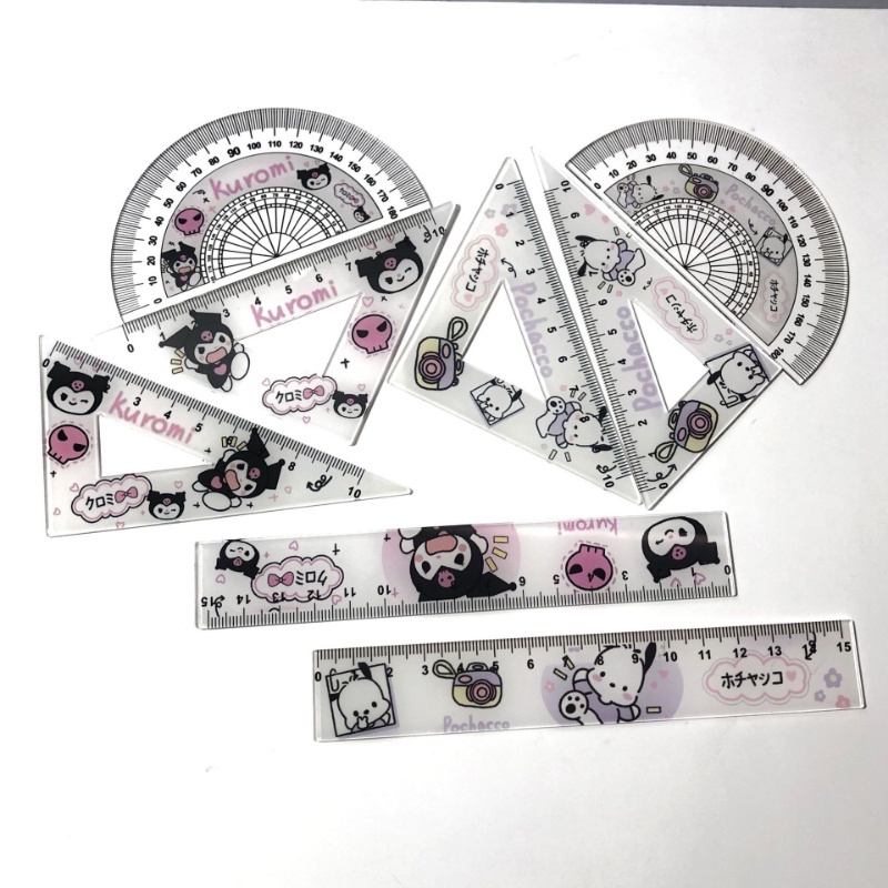4Pcs/Set Sanrio Acrylic Ruler Set Kuromi Pochacco Measuring Tools Ruler ...