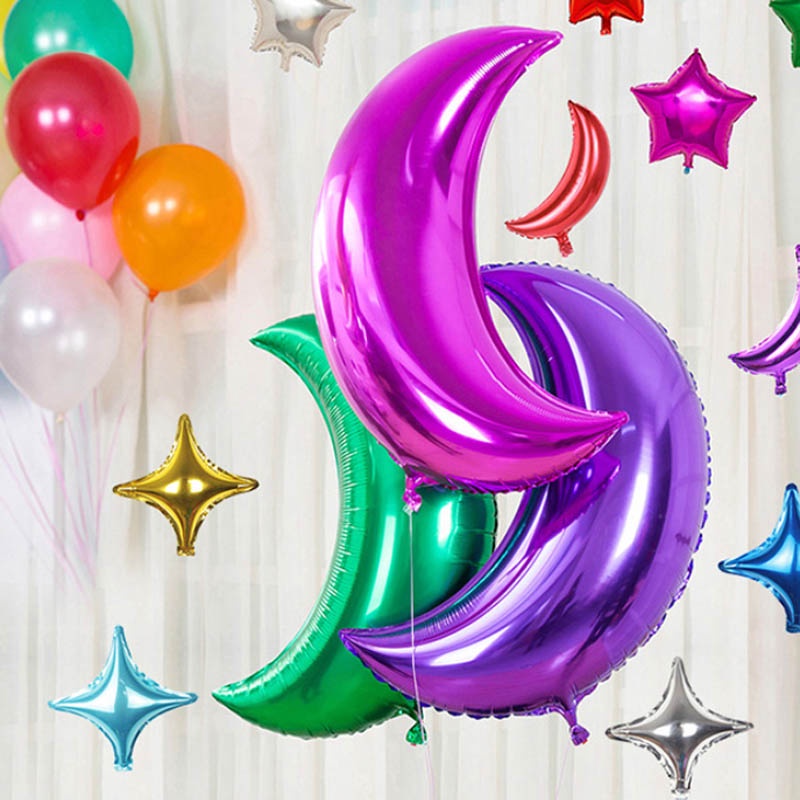 18 inch Moon Shaped Aluminum Foil Balloon Birthday Party Decoration ...