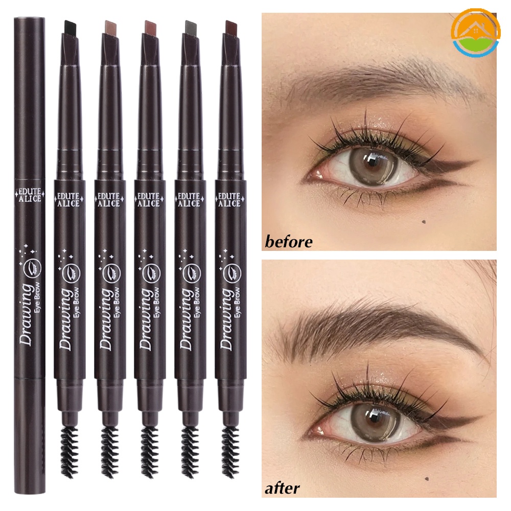 EDUTE ALICE Double Head Smooth Waterproof Eyebrow Pen/ Natural Black ...
