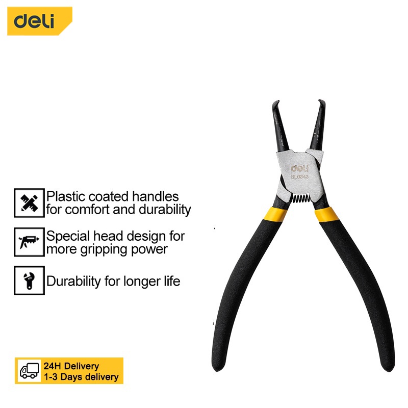 Deli Tool Durablity Circlip Pliers 7 inch Plastic Coated Handles ...
