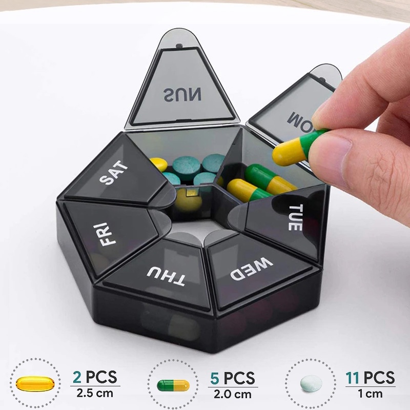 7 Grids One Week Pill Storage Box Portable Dispenser Candy Case Outdoor ...