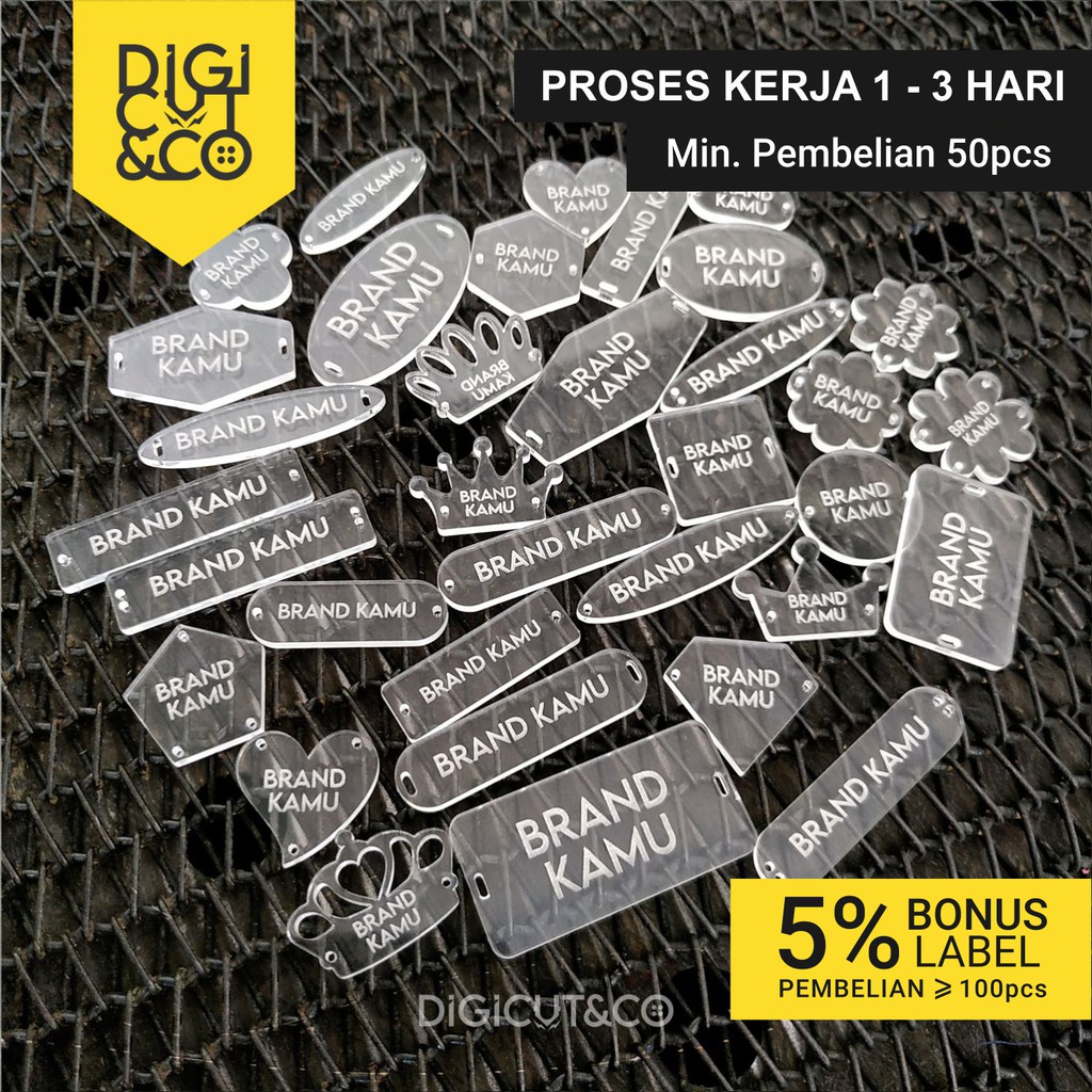 Clear Acrylic Label | Branding Hijab Label | Custom Cutting Labels ...