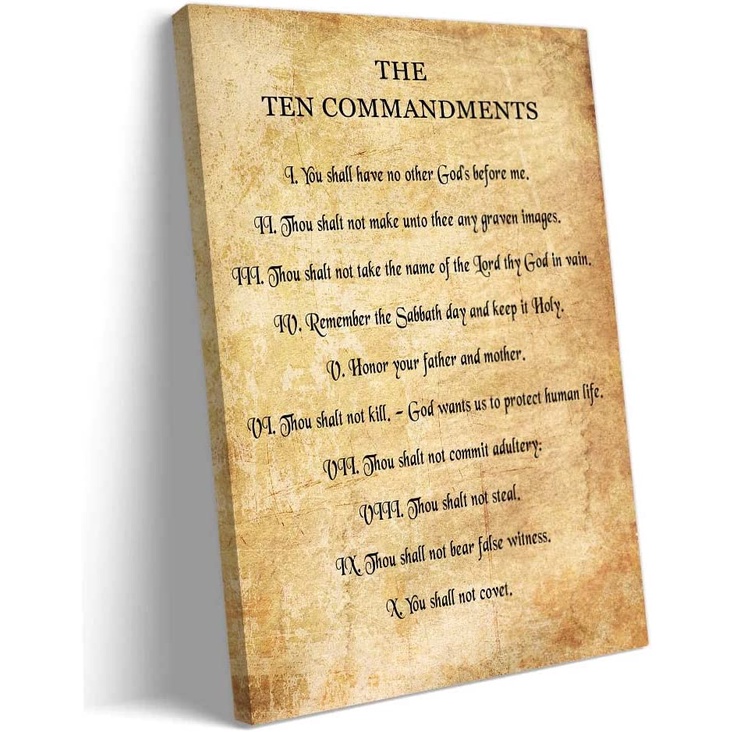 The Ten Commandments Wall Art Bible Verse Poster Vintage Scripture ...