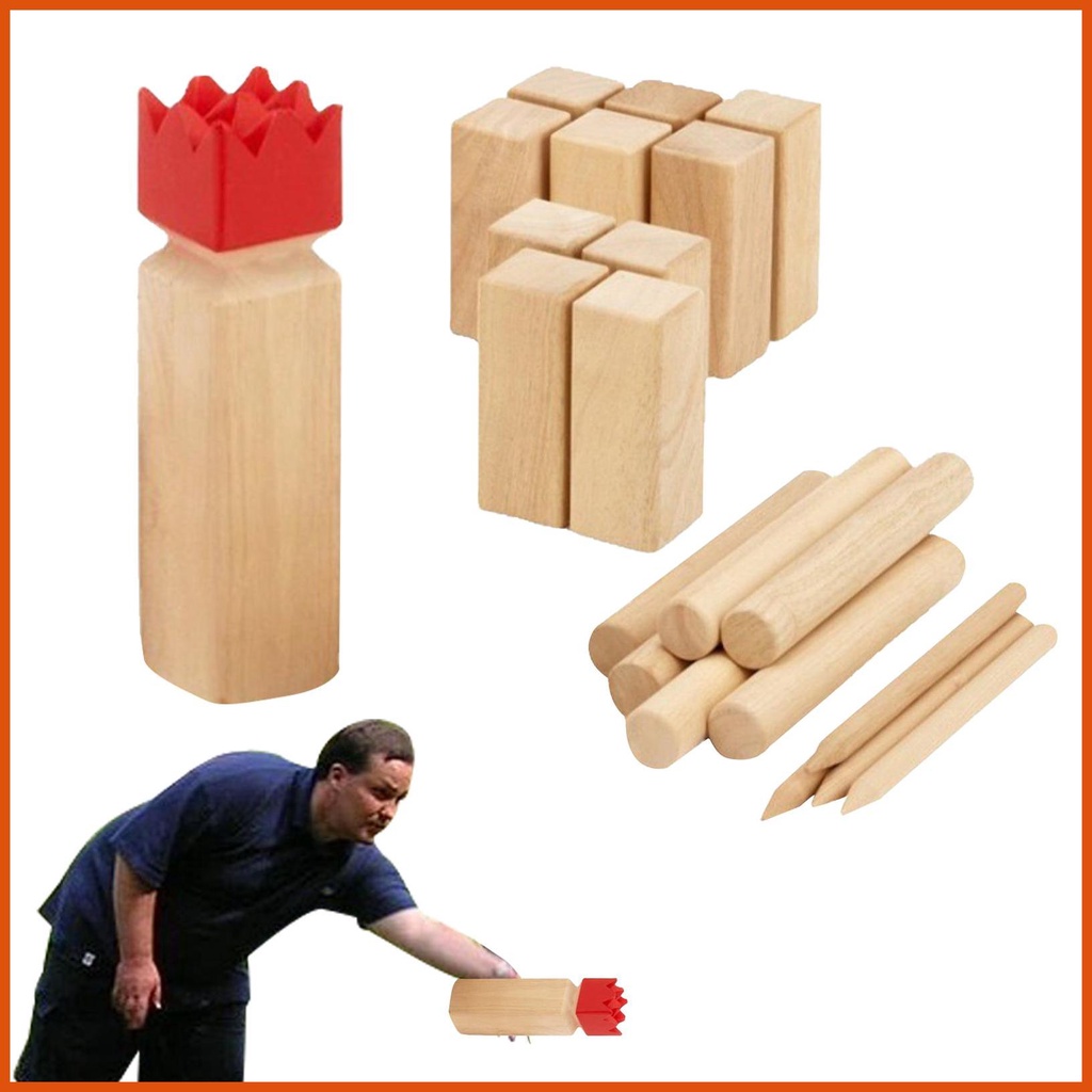 Viking Chess Game Kubb Backyard Game Set Outdoor Tossing Game Set Pinewood Kubb Lawn Game ...