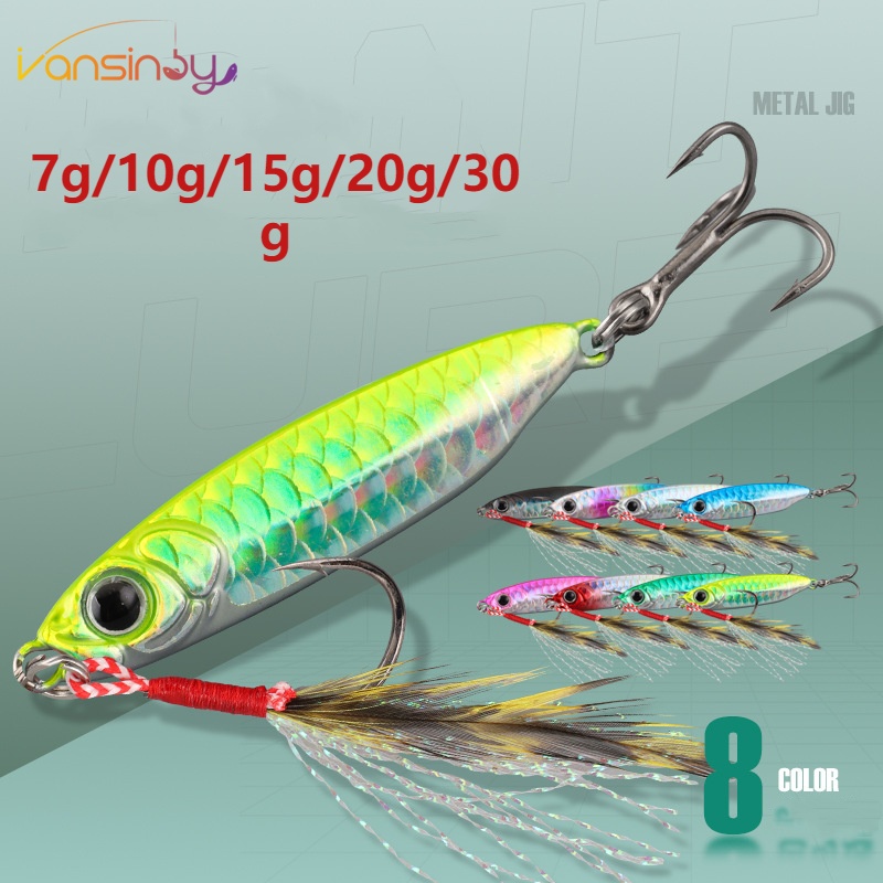 New Fishing Lure Jigging Hook Fishing Spinner Bait 7g/10g/15g/20g/30g Laser Metal Jig Spoon ...