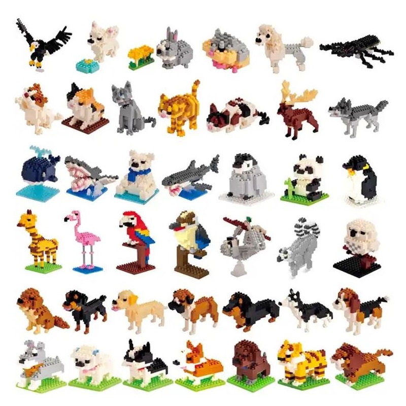 Small Size Wisehawk Mini Blocks Assembly Animal Diamond Bricks Dog Bird ...