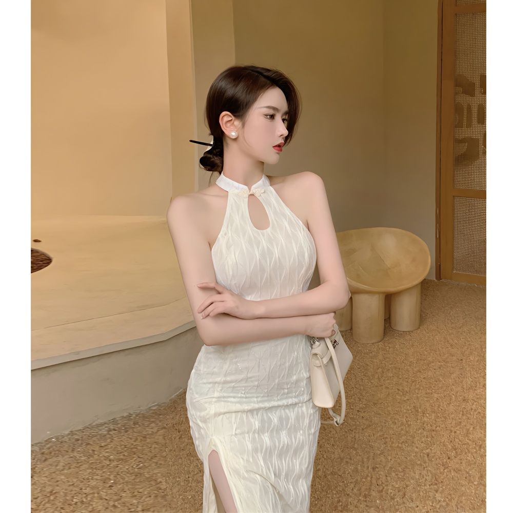 korean modern filipiniana for women dress with slit side wrap around maxi semi bodycon top gown ...