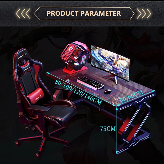 Tempered Glass Table Computer Desk E-sports table Gaming table Home ...