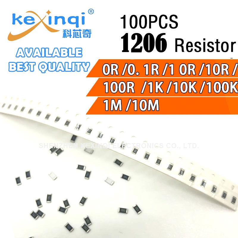 100pcs/lot SMD 1206 Resistor 0.25W 1/8W resistance 0R Ohm 0.1R 1R 10R 100R 1K 10K 100K 1M 10M ...