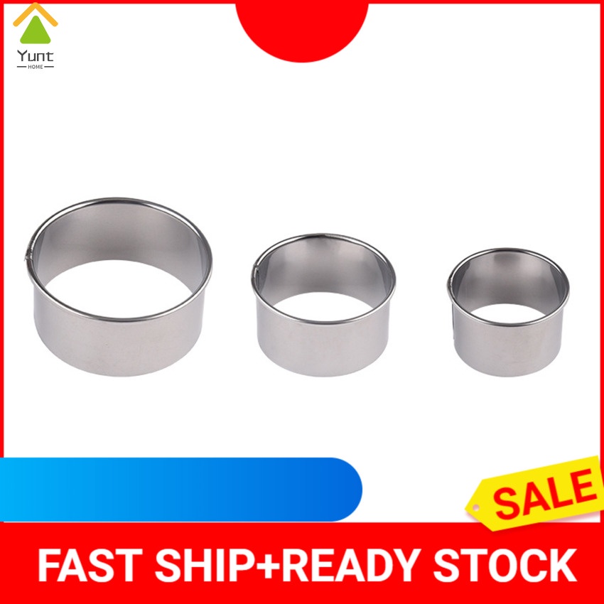 3pcs Biscuit Cutters Set, Sturdy Stainless Steel Circle Round Cookie Cutters in Graduated Sizes ...