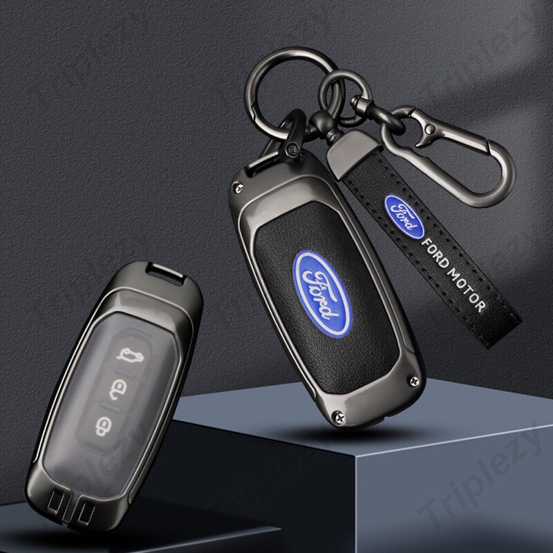 Zinc Alloy Premium Luxury Genuine Leather Car Key Fob Case Cover Shell ...