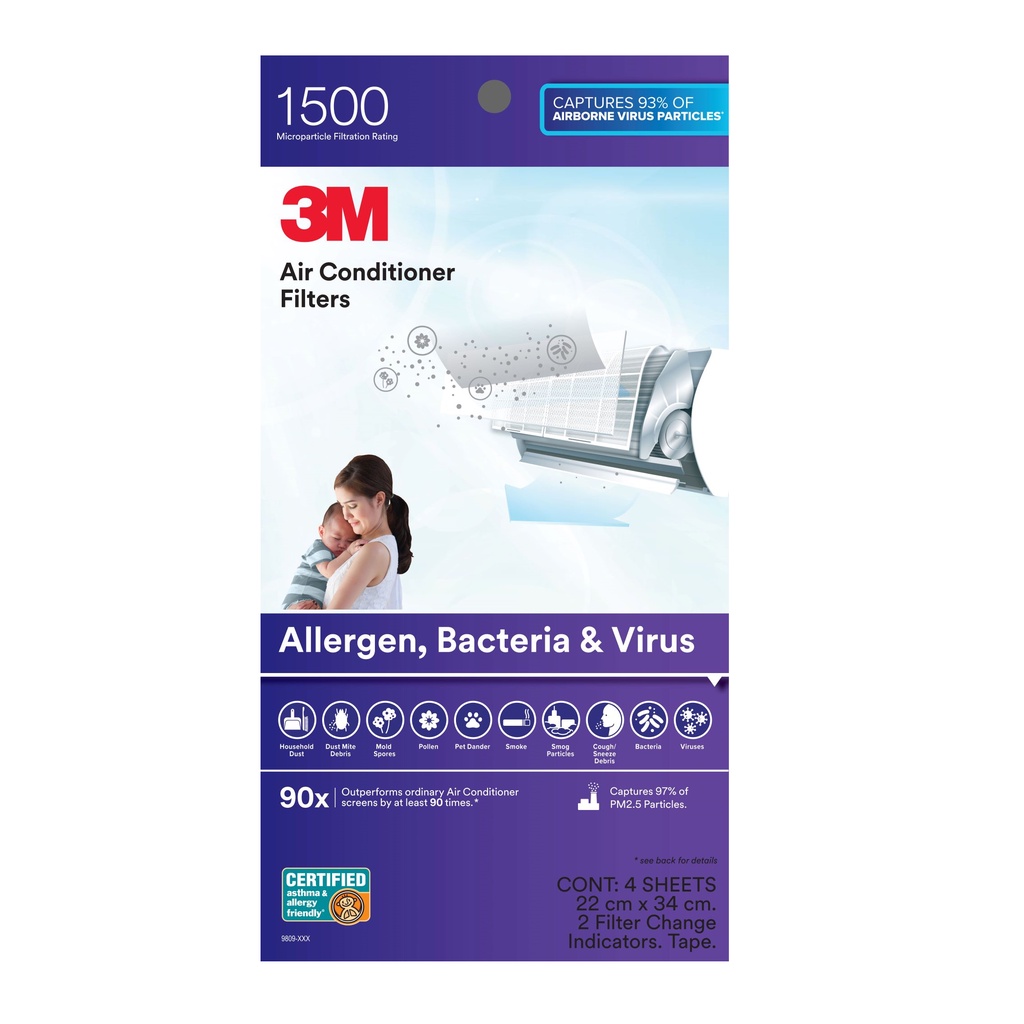 3M AC Filter Dust, Allergen, Bacteria | Shopee Philippines