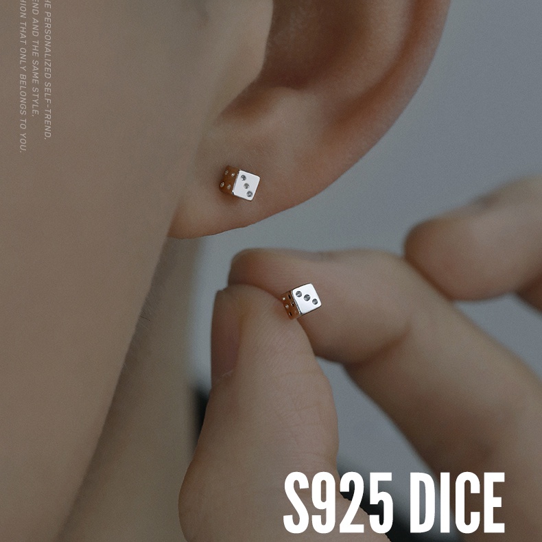 Dice Stud Earings for Men Cute Earings for Women Creative Mini Piercing ...